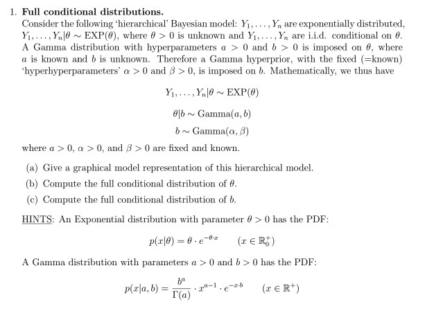 Solved 1. Full conditional distributions. Consider the | Chegg.com