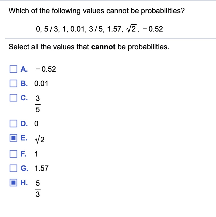 Solved Which of the following values cannot be | Chegg.com