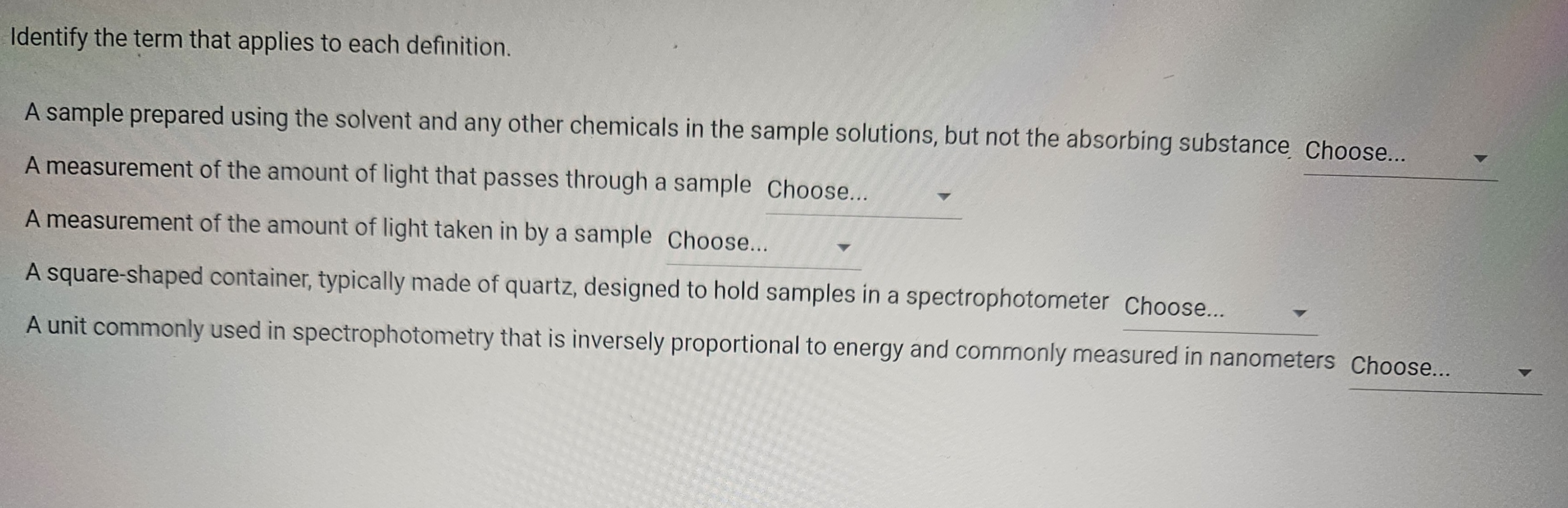Solved Identify the term that applies to each definition.A | Chegg.com