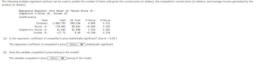Solved The following multiple regression printout can be | Chegg.com Solved The following multiple regression printout can be | Chegg.com