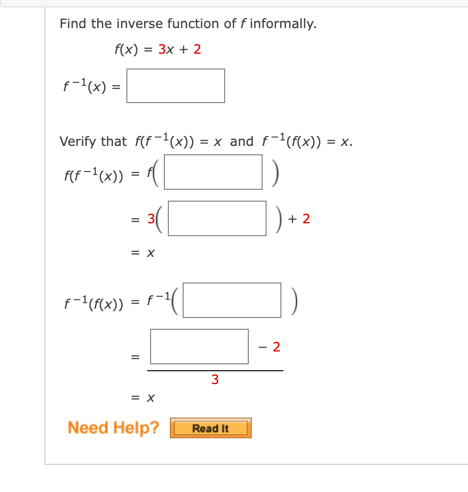 Solved Find the inverse function of f informally. f(x) = 3x | Chegg.com