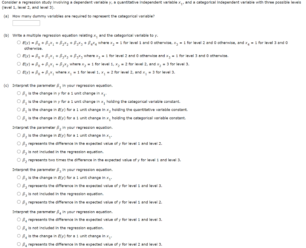 Solved (b) Write a multiple regression equation relating x1 | Chegg.com