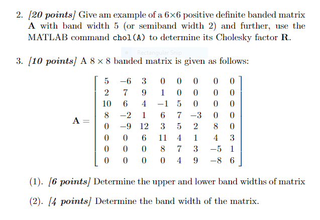 Solved 2. [20 points] Give am example of a 6×6 positive | Chegg.com