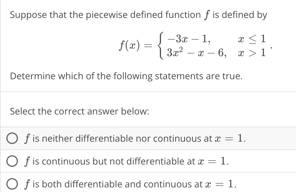 Solved Suppose that the piecewise defined function f ﻿is | Chegg.com