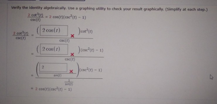 Solved Verify the identity algebraically. Use a graphing | Chegg.com