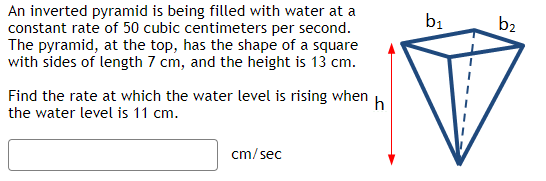 Solved bi b2 An inverted pyramid is being filled with water | Chegg.com