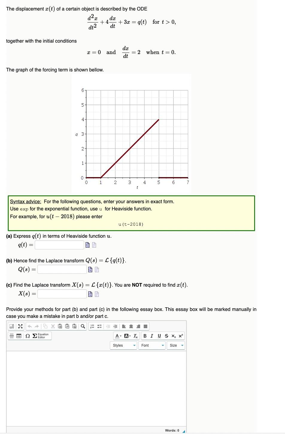Solved The displacement x(t) of a certain object is | Chegg.com