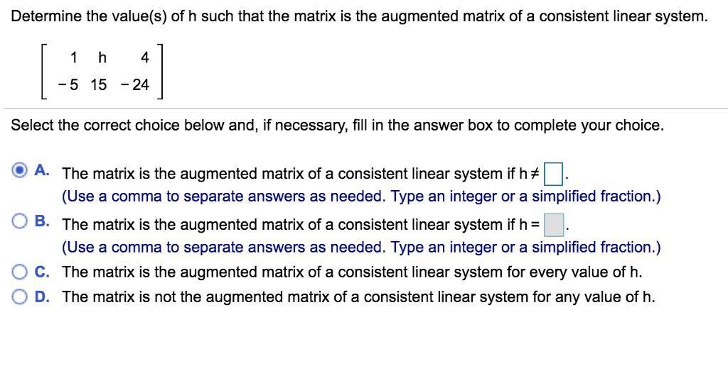 Solved Determine the value(s) of h such that the matrix is | Chegg.com