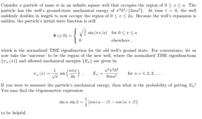 Solved Consider a particle of mass m in an infinite square | Chegg.com Solved Consider a particle of mass m in an infinite square | Chegg.com