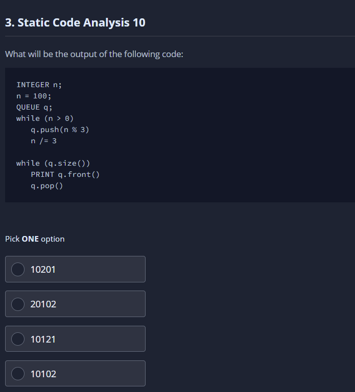 Solved 3. Static Code Analysis 10 What will be the output of | Chegg.com
