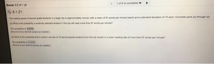 Solved The reading speed of second grade students in a large | Chegg.com