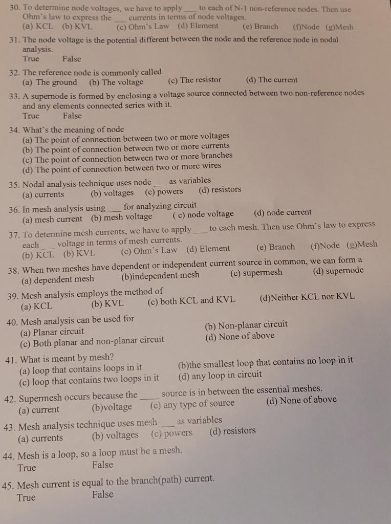 30 To Determine Node Voltages We Have To Apply 