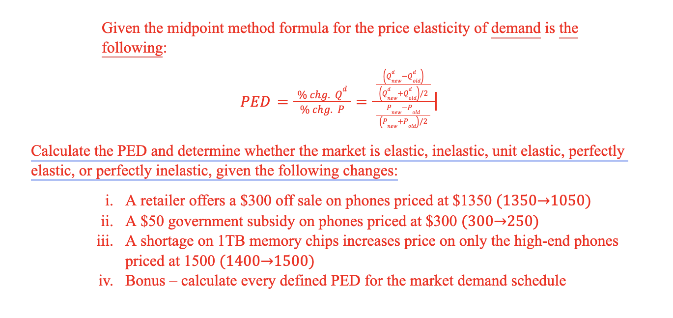 Given the midpoint method formula for the price | Chegg.com