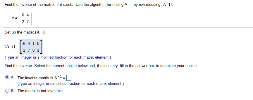Solved Find the inverse of the matrix, if it exists. Use | Chegg.com