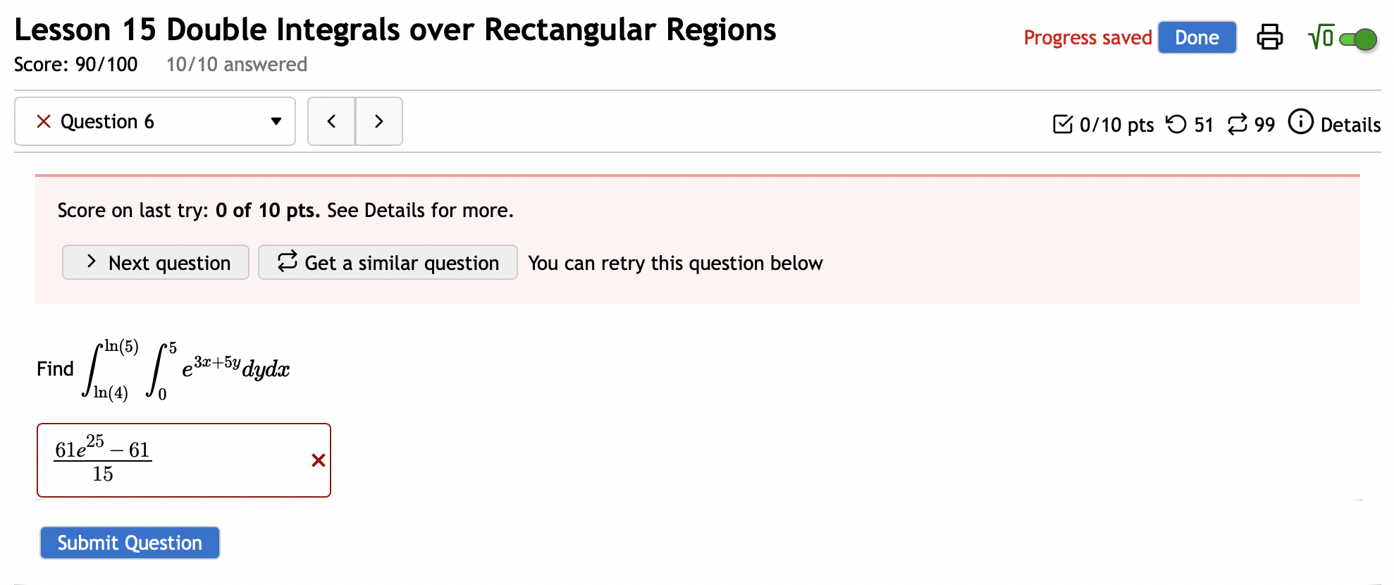 Solved Lesson 15 Double Integrals over Rectangular Regions | Chegg.com