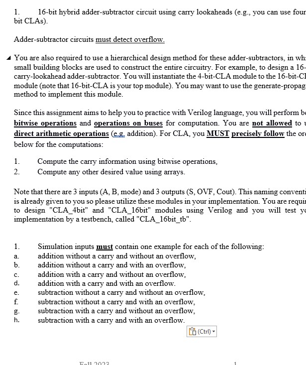 Solved This is my current code module CLA_4bit( ﻿ input | Chegg.com