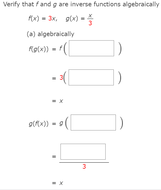 Solved Verify that fand g are inverse functions | Chegg.com