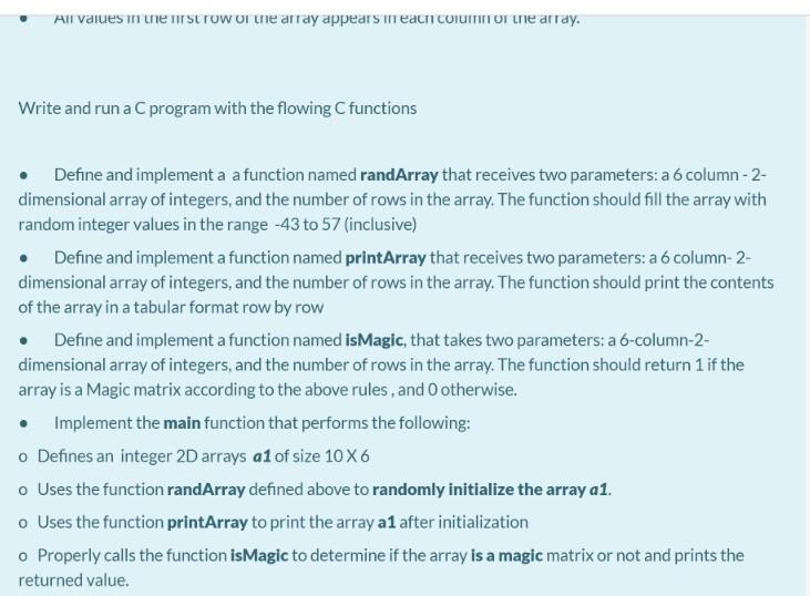 Solved Let us call a 2-dimensional array of integers a magic | Chegg.com