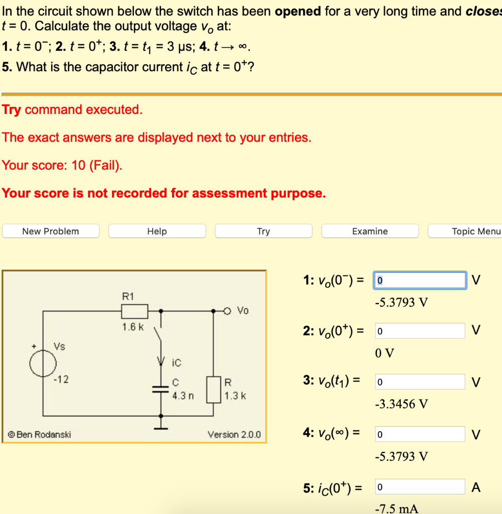 Solved Exercise 7.2: RC Circuit Transient Response In the | Chegg.com