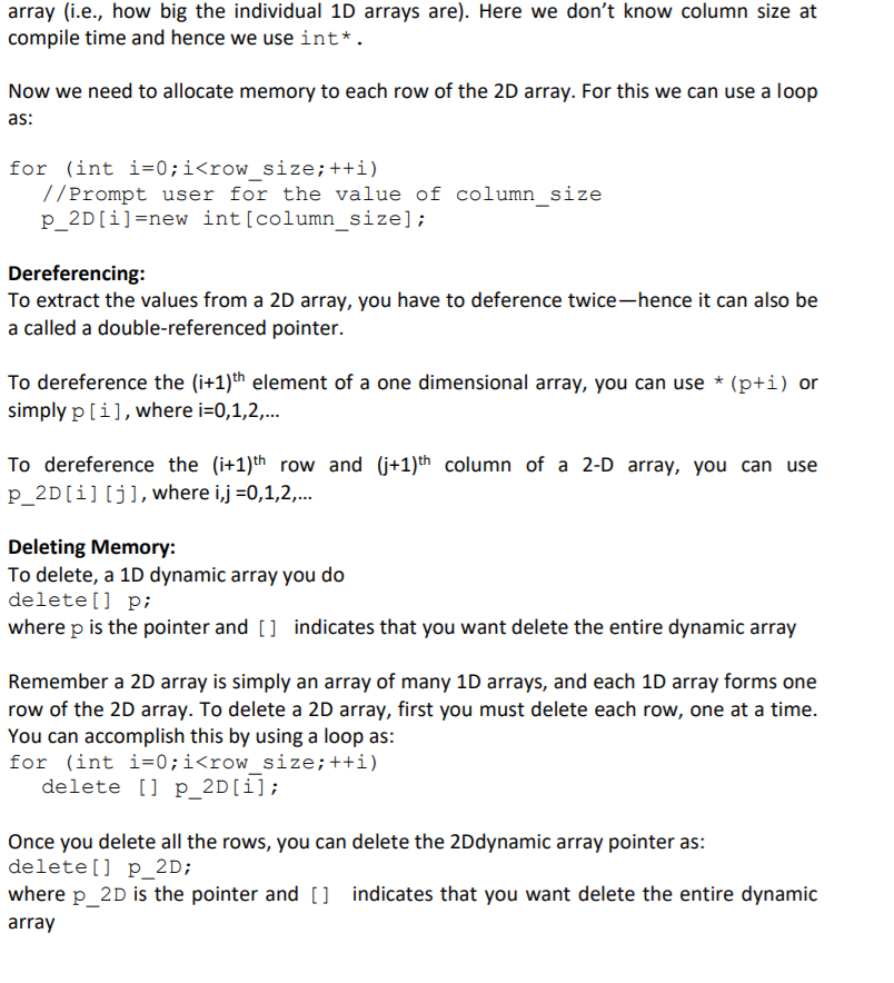 Solved A. Two-dimensional dynamic arrays In this program, | Chegg.com