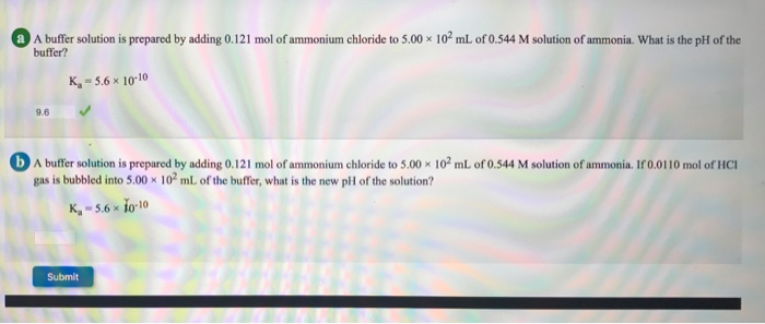 Solved A buffer solution is prepared by adding 0.121 mol of | Chegg.com