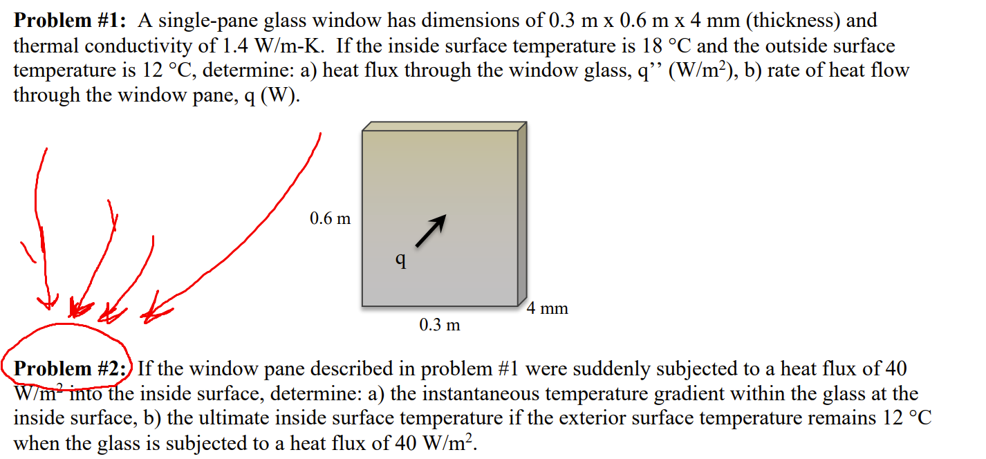 Solved Problem #1: A single-pane glass window has dimensions | Chegg.com