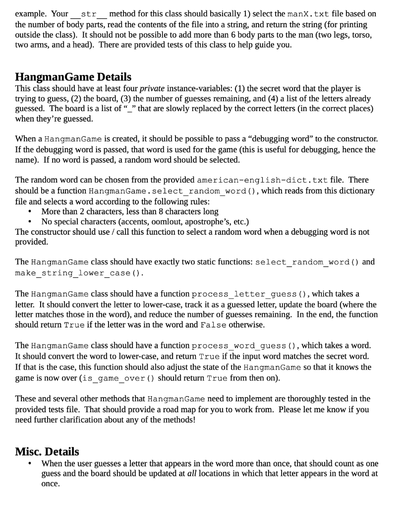 Solved 1. Write a hangman game! Your program should be named | Chegg.com