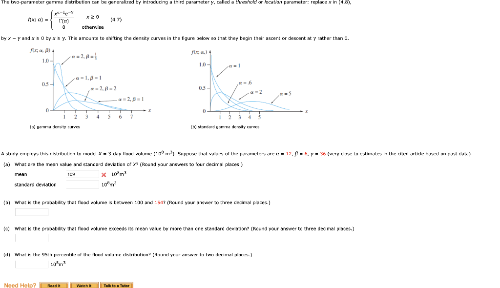 Solved The two-parameter gamma distribution can be | Chegg.com