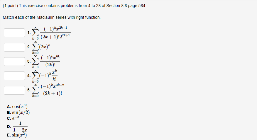 Solved (1 point) This exercise contains problems from 4 to | Chegg.com