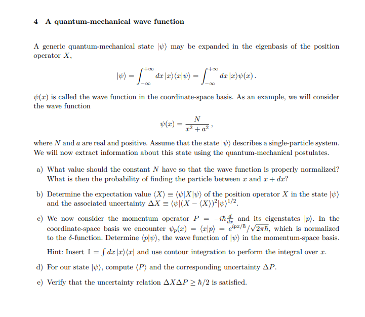 Solved 4 A quantum-mechanical wave function A generic | Chegg.com