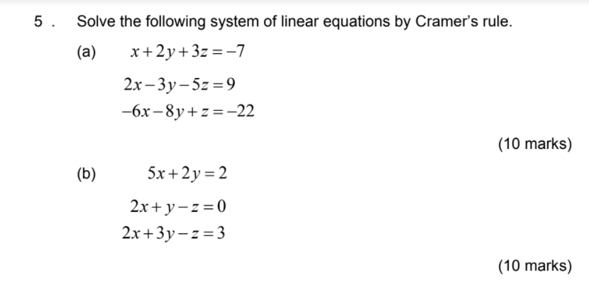 Solved 5. Solve the following system of linear equations by | Chegg.com