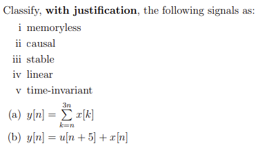 Solved Classify, with justification, the following signals | Chegg.com