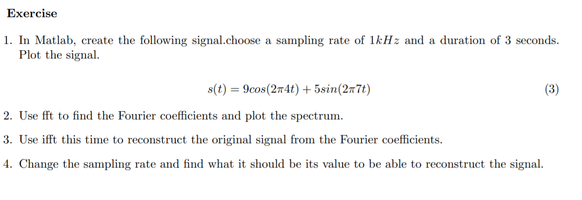 Solved Exercise 1. In Matlab, create the following | Chegg.com