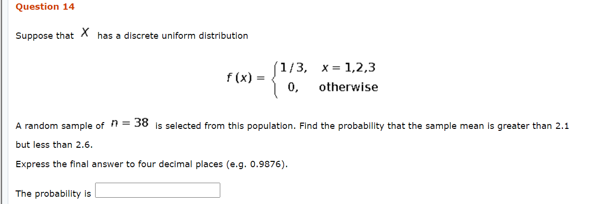 Solved Question 14 Suppose that X has a discrete uniform | Chegg.com