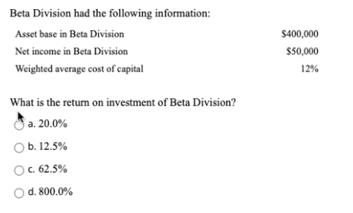 Solved Beta Division had the following information: Asset | Chegg.com