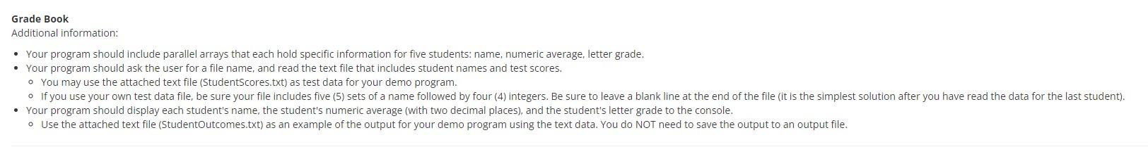 Solved Grade Book Additional information: • Your program | Chegg.com