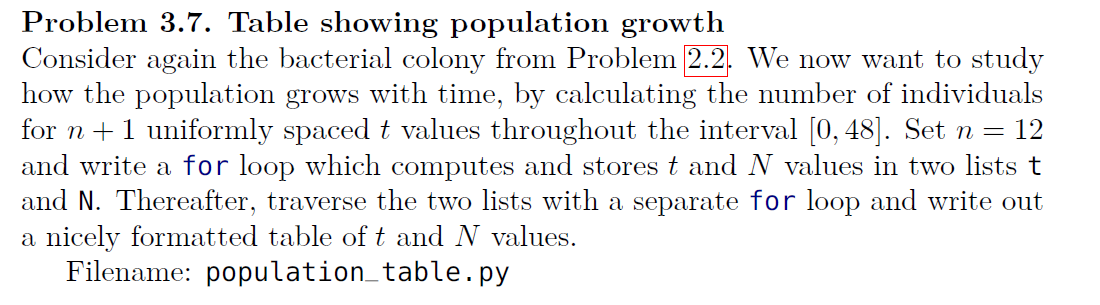 Solved = 12 Problem 3.7. Table showing population growth | Chegg.com