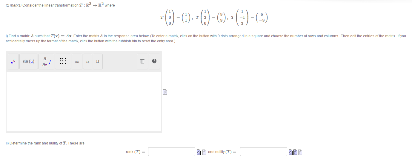 Solved (2 marks) Consider the linear transformation T:R3 + | Chegg.com