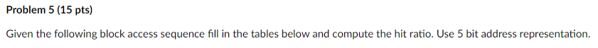 Solved Problem 5 (15 pts) Given the following block access | Chegg.com