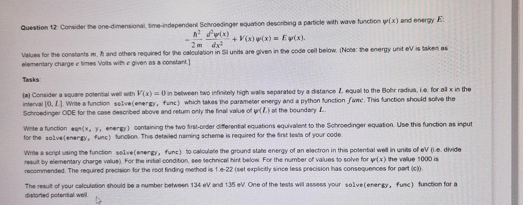 Solved Question 12: Consider the one-dimensional, | Chegg.com