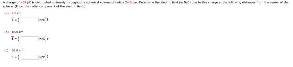 Solved A charge of-31 μC is distributed uniformly throughout | Chegg.com