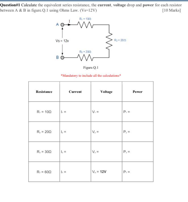 Solved Question#1 Calculate the equivalent series | Chegg.com