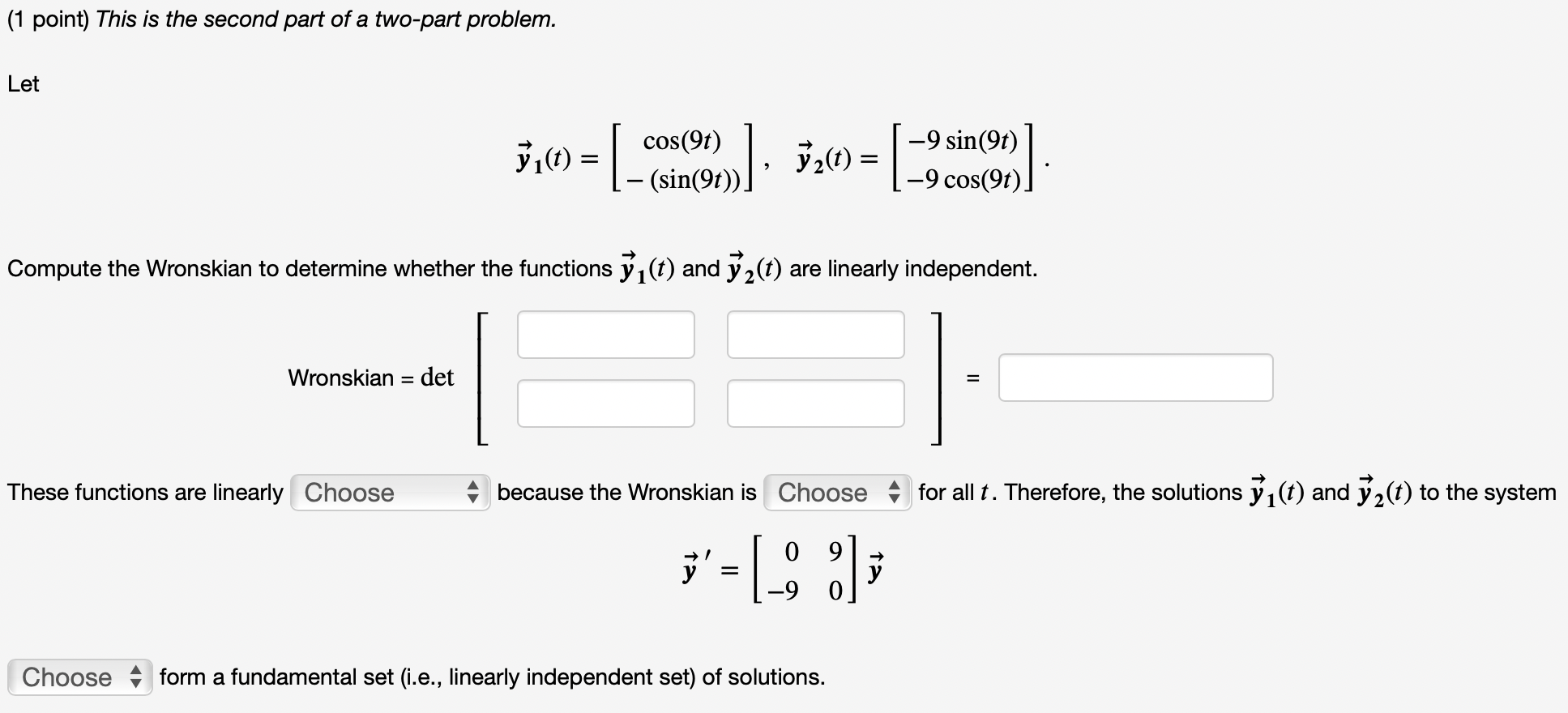 Solved (1 point) This is the second part of a two-part | Chegg.com