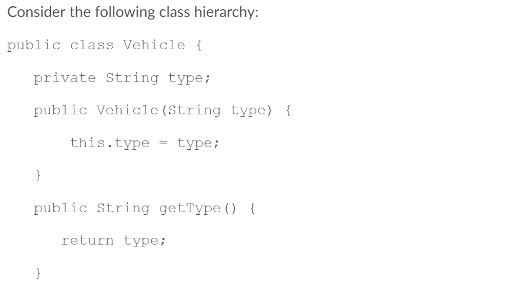 Solved Consider the following class hierarchy: public class | Chegg.com