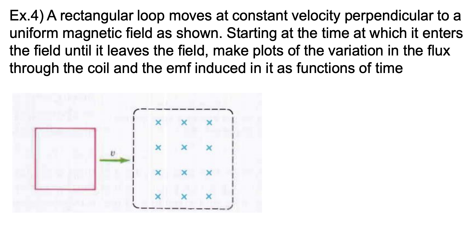 Solved Ex.4) ﻿A rectangular loop moves at constant velocity | Chegg.com