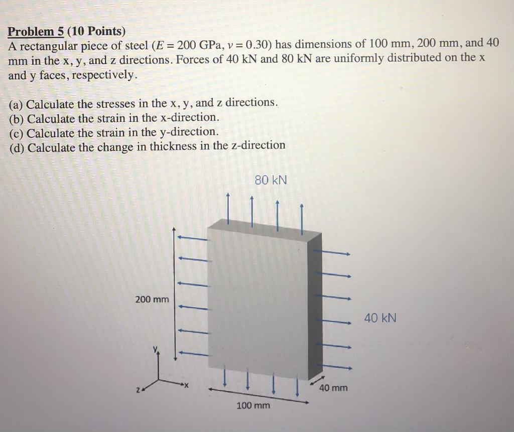 Solved Problem 5 (10 Points) A rectangular piece of steel | Chegg.com