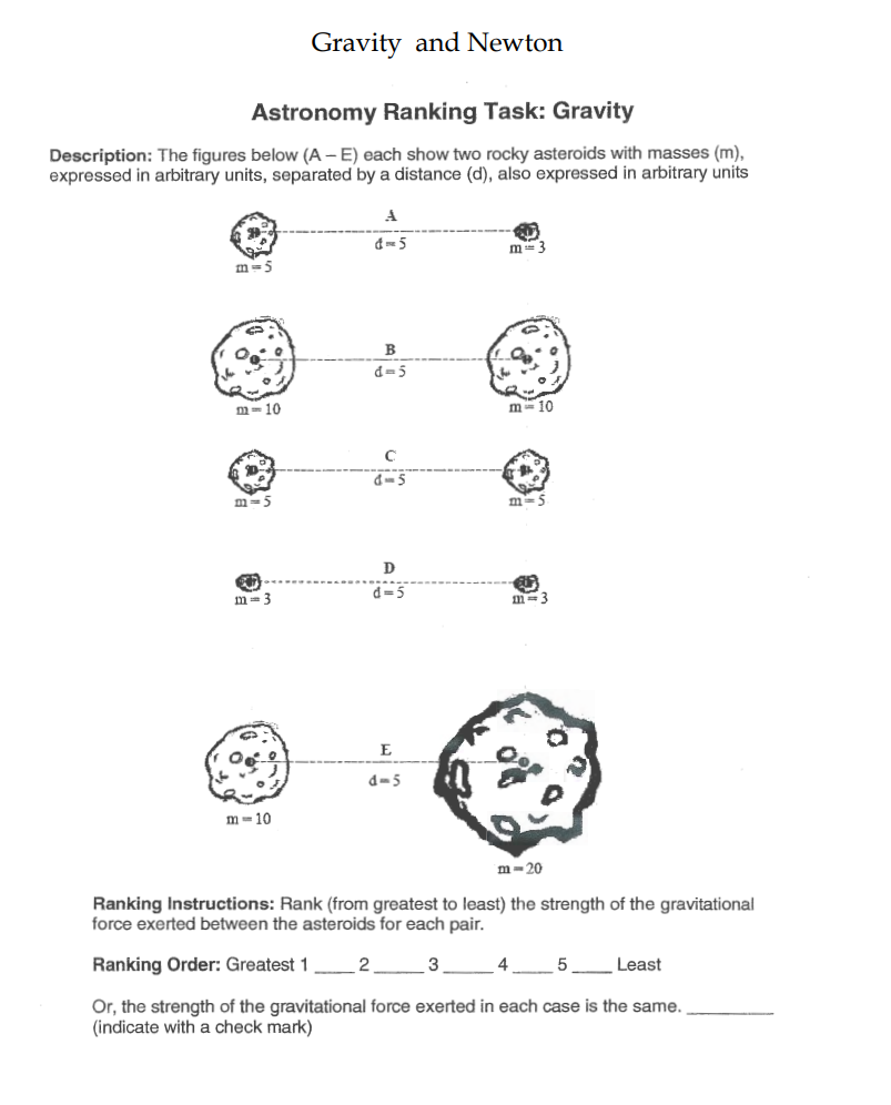 Solved Gravity and Newton Astronomy Ranking Task: Gravity | Chegg.com Solved Gravity and Newton Astronomy Ranking Task: Gravity | Chegg.com