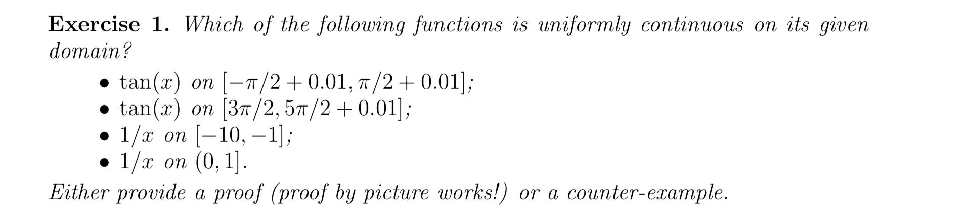 Solved Exercise 1. Which of the following functions is | Chegg.com