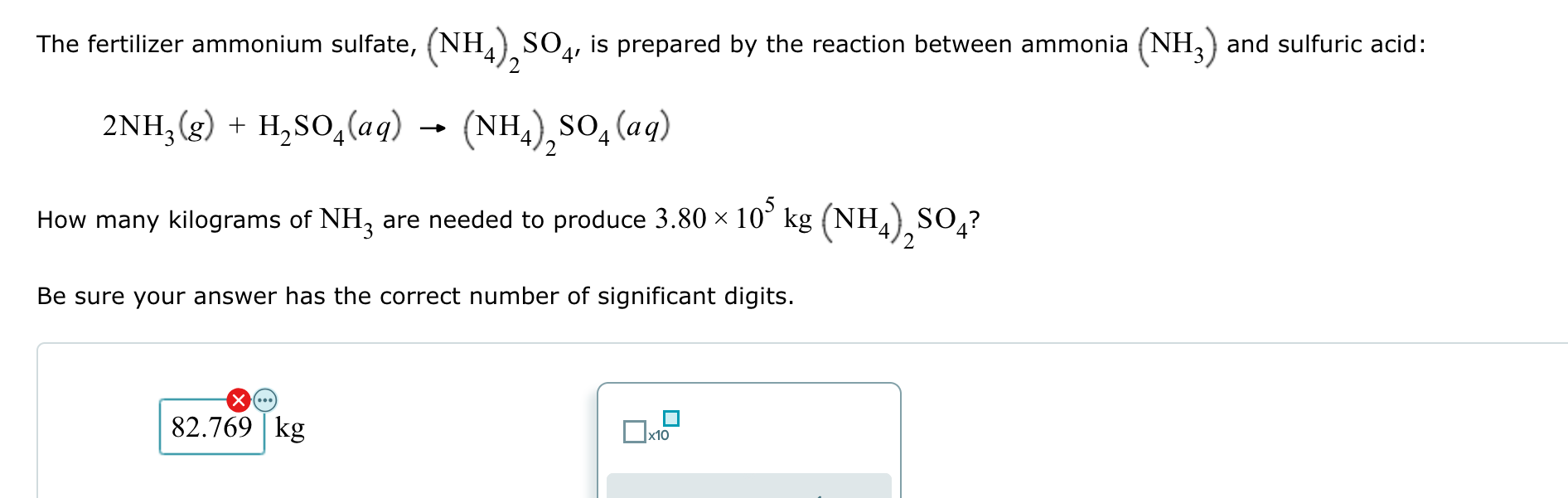 Solved The fertilizer ammonium sulfate, (NH4)2SO4, is | Chegg.com