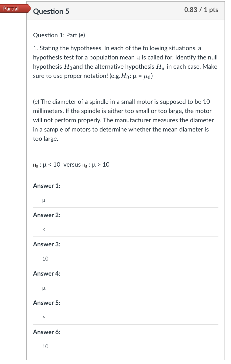 Solved Question 1: Part (c) 1. Stating the hypotheses. In | Chegg.com